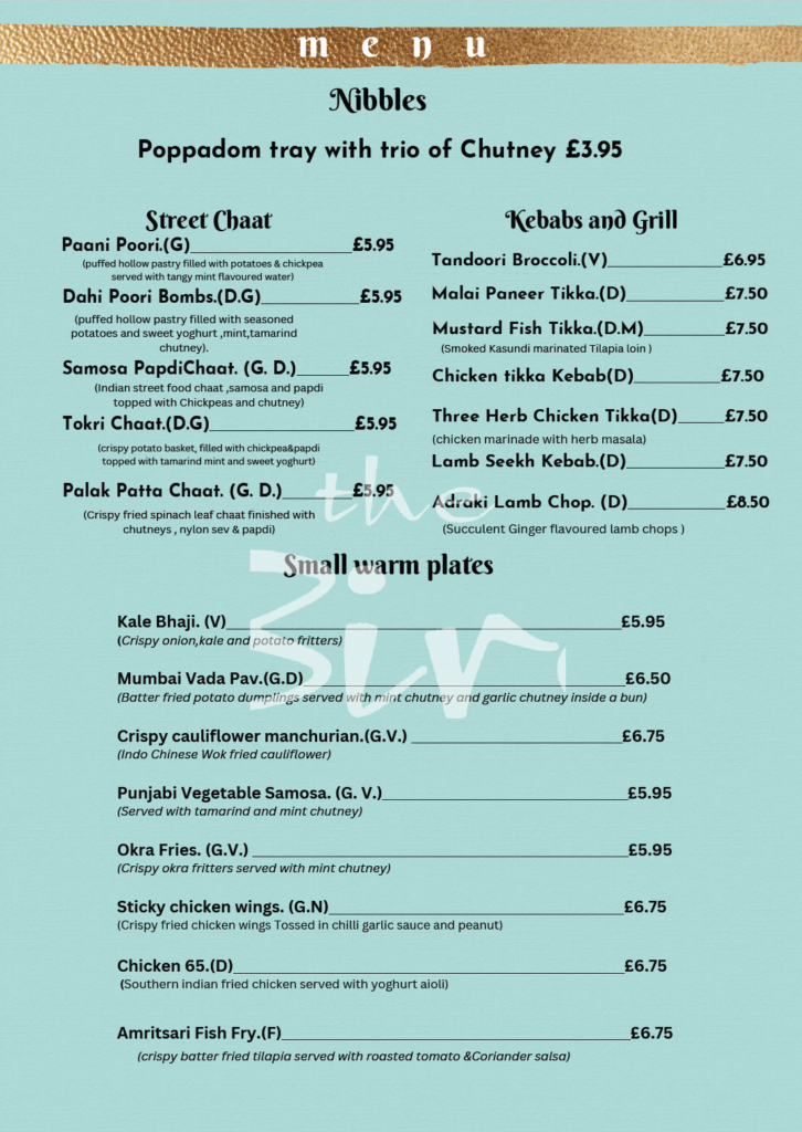 Menus - The Bird - British Indian Restaurant