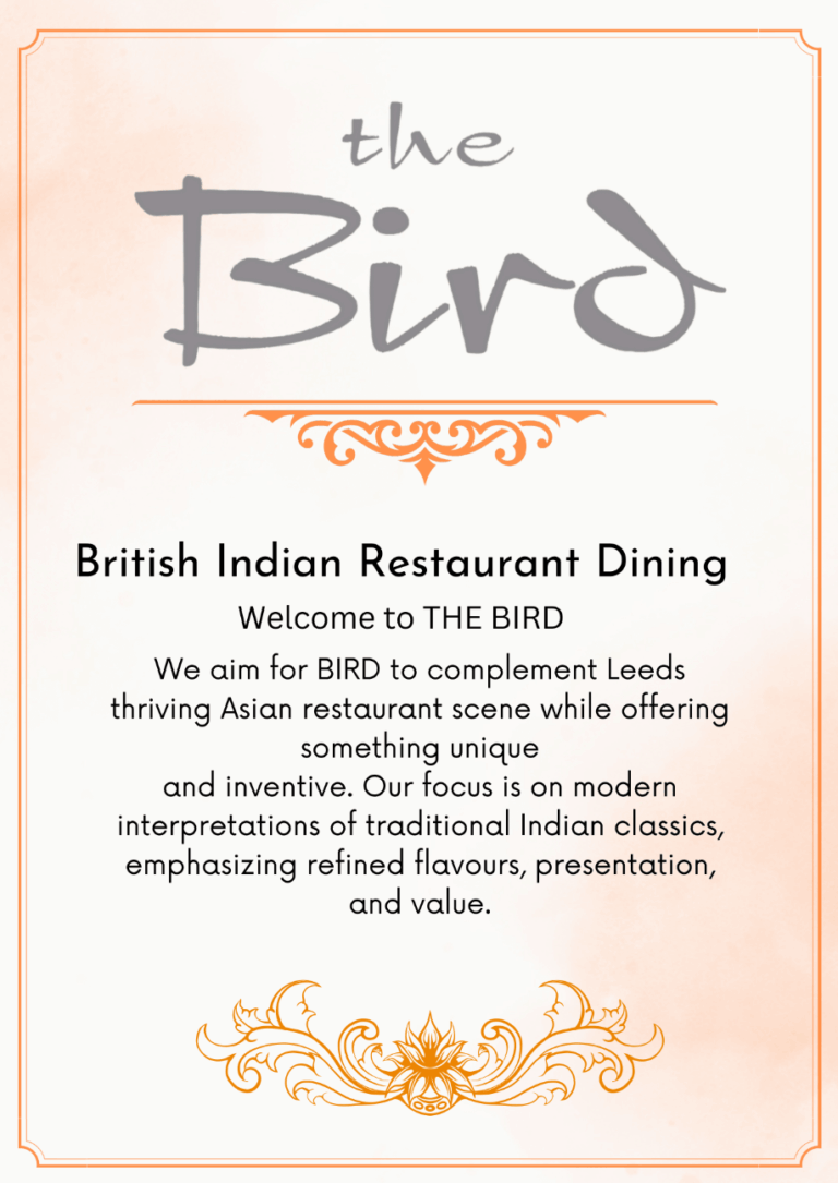 Menus - The Bird - British Indian Restaurant